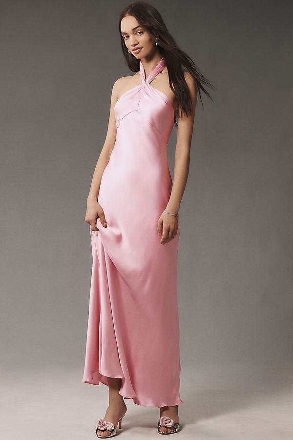 BHLDN BHLDN Selma Halter-Neck Satin Maxi Dress